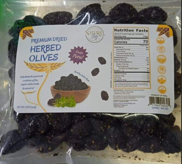 Herbed Peruvian Botija Black Dried Olives (Pitted) – Natural Zing